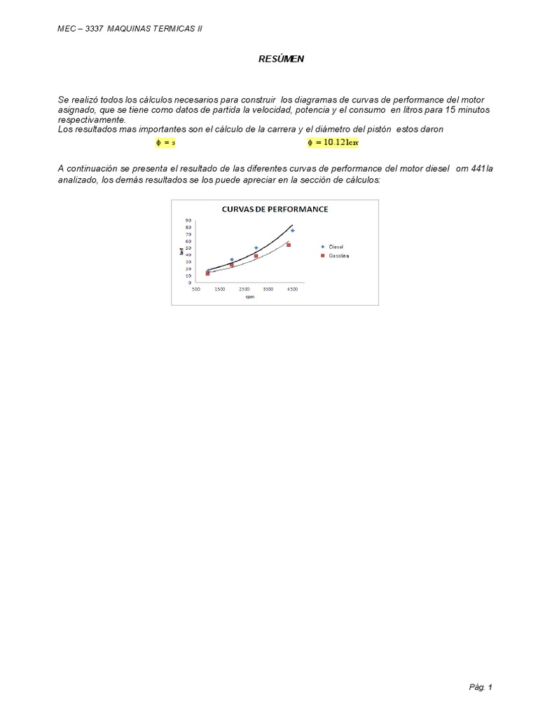 Curvas de Performance en Motores Diesel | PDF | Motor de combustión ...