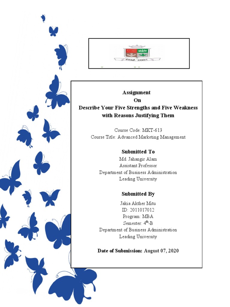 Assignment On Strengths and Weakness | PDF | Psychology | Cognition