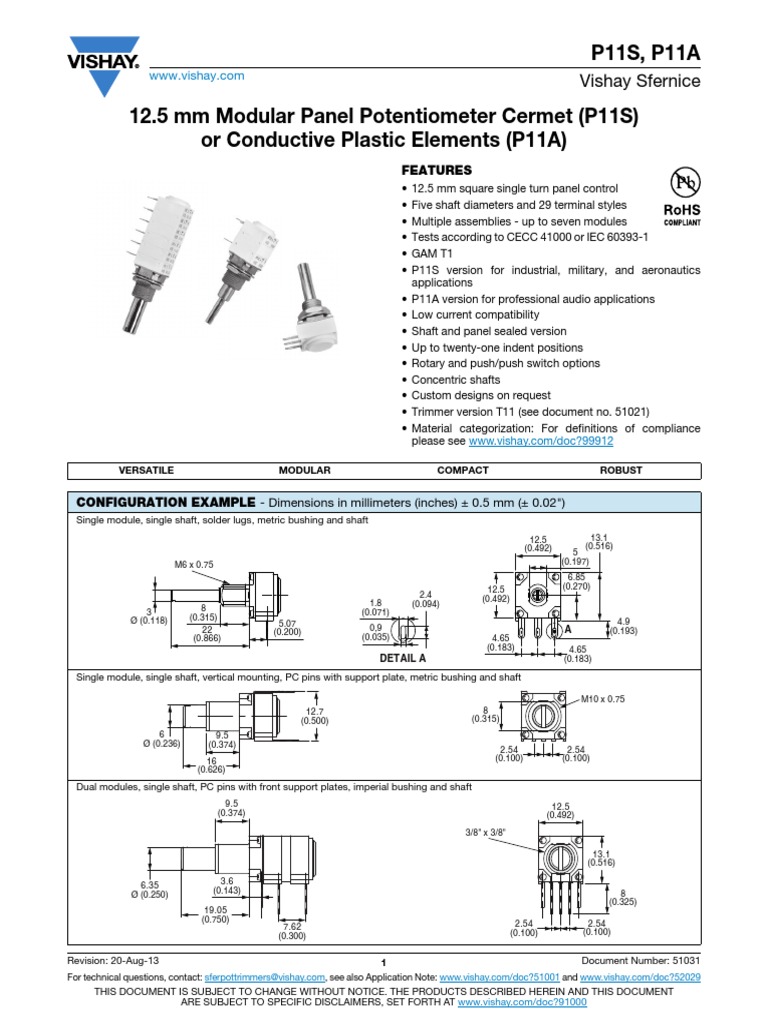P11S, P11A: Vishay Sfernice | PDF | Electrical Resistance And ...