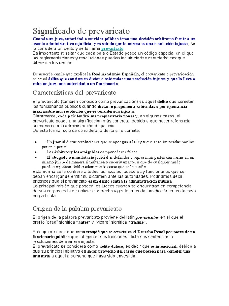 Significado de Prevaricato | PDF | Crimen y violencia | Thriller y crimen