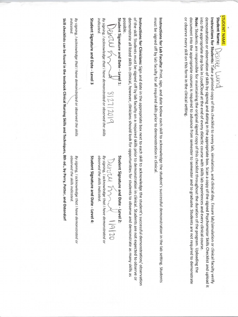 Psychomotor Skills Checklist | PDF