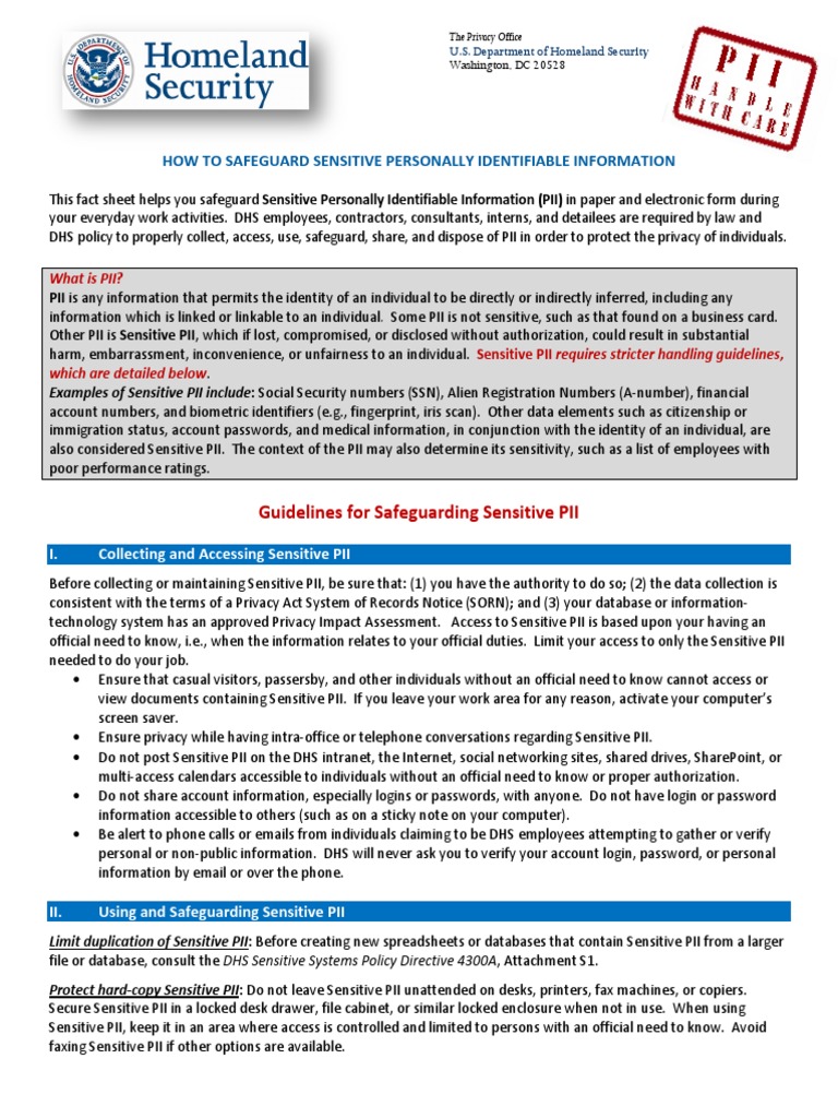 Privacy Safeguarding Pii Fact Sheet | PDF | Laptop | Information Science