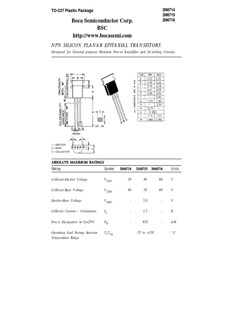 Continental Device India Limited: Boca Semiconductor Corp. BSC | PDF | Bipolar Junction ...