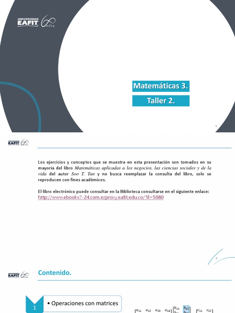 Mat3 Taller2 Matrices | PDF | Matriz (Matemáticas) | Álgebra