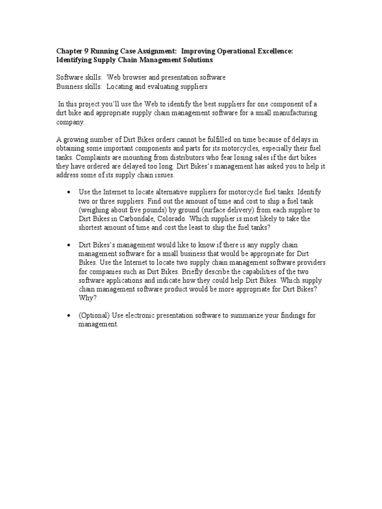 Chapter 9 Running Case Assignment | PDF