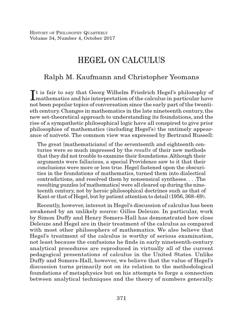 Hegel's Calculus Philosophy | PDF | Calculus | Dialectic
