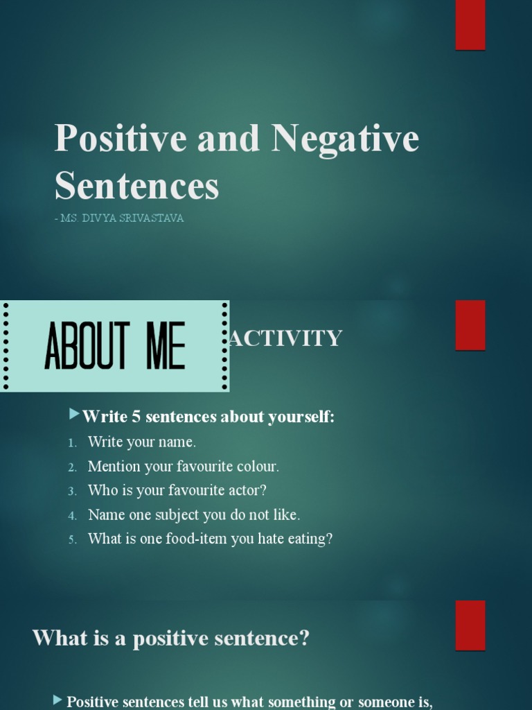 Positive and Negative Sentences Explained | PDF
