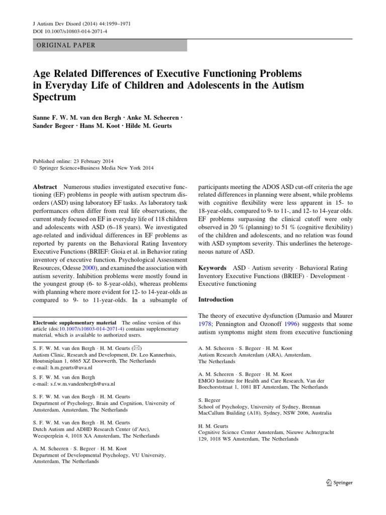 Executive Functioning in Autism by Age | PDF | Autism Spectrum | Autism