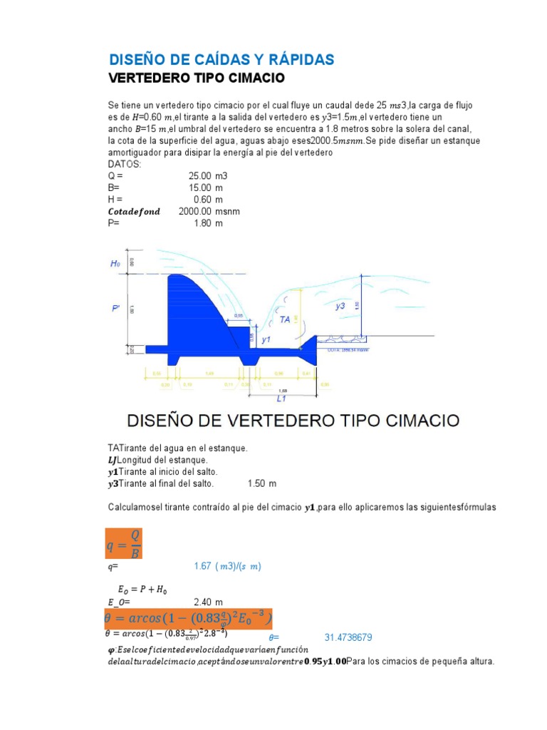 Vertedero Tipo Cimacio | PDF | Cuerpos de agua | Biomas acuáticos