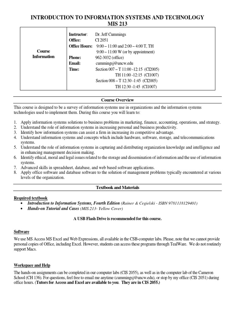 Introduction To Information Systems and Technology MIS 213 | PDF ...