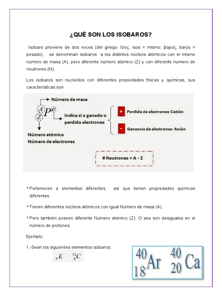 Los Numeros Isobaros | PDF | Física atómica | Átomos