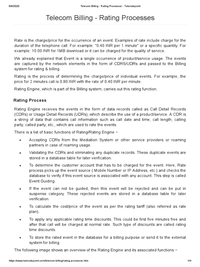 Telecom Billing - Rating Processes - Tutorialspoint PDF | PDF | Roaming | Databases