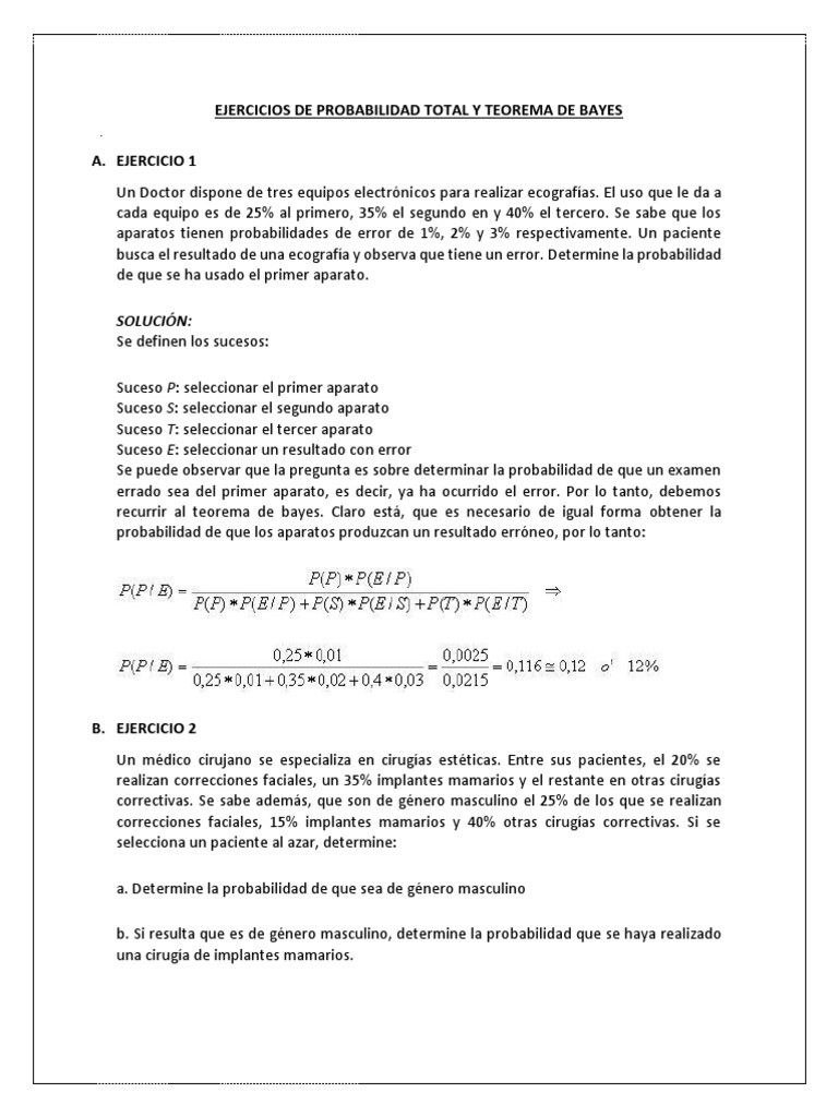 Ejercicios de Probabilidad Total y Teorema de Bayes PDF | PDF | Ciencia y matemáticas