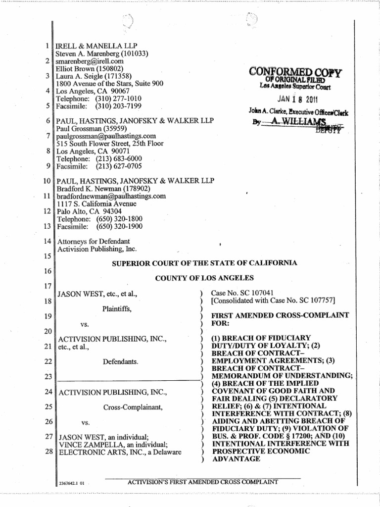 First Amended Cross-Complaint (Final) | PDF