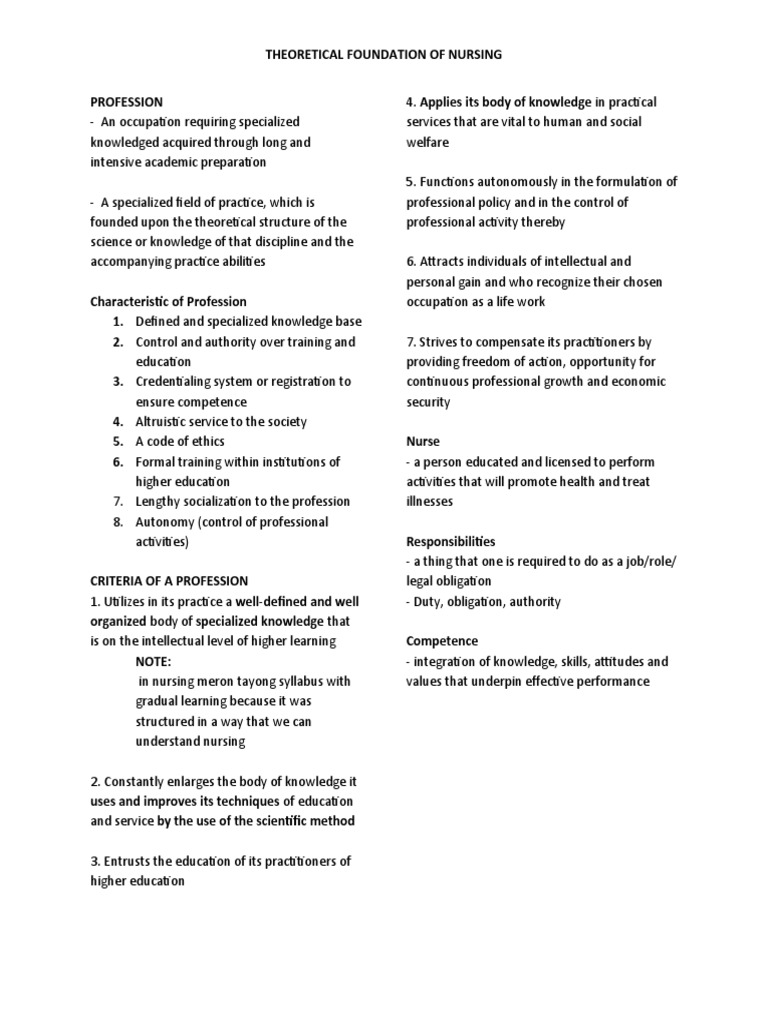 TFN Reviewer | PDF | Nursing | Profession