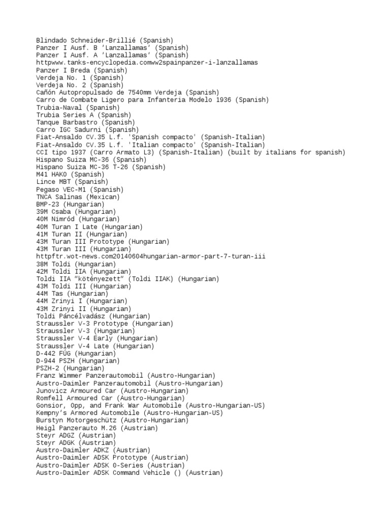 List of Military Vehicles by Type | PDF | World War II Armoured ...