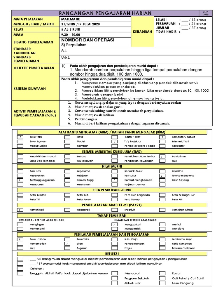 Contoh Lesson Plan Ts25 | PDF