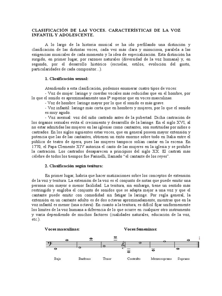 00 Guía de Clasificación de Voces PDF | PDF | Música vocal | Las artes ...