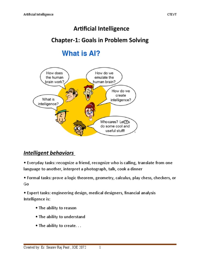 Artificial Intelligence Chapter-1: Goals in Problem Solving ...
