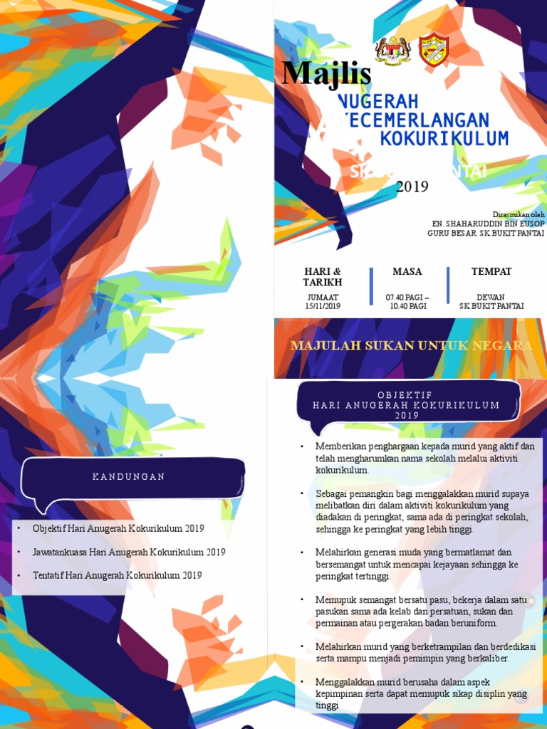 Template Buku Program Hari Anugerah Kokurikulum | PDF