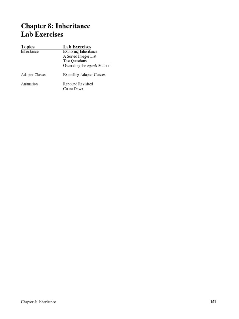 Chapter 8: Inheritance Lab Exercises | PDF | Class (Computer ...