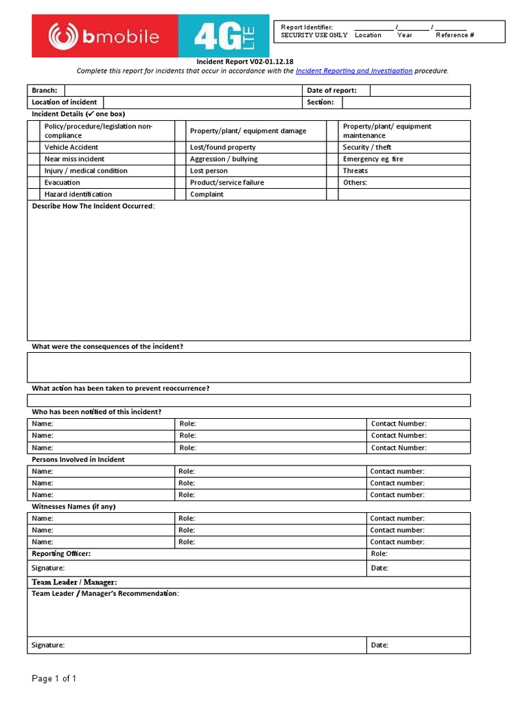 Incident Report Form Blank | PDF | Emergency Evacuation | Safety