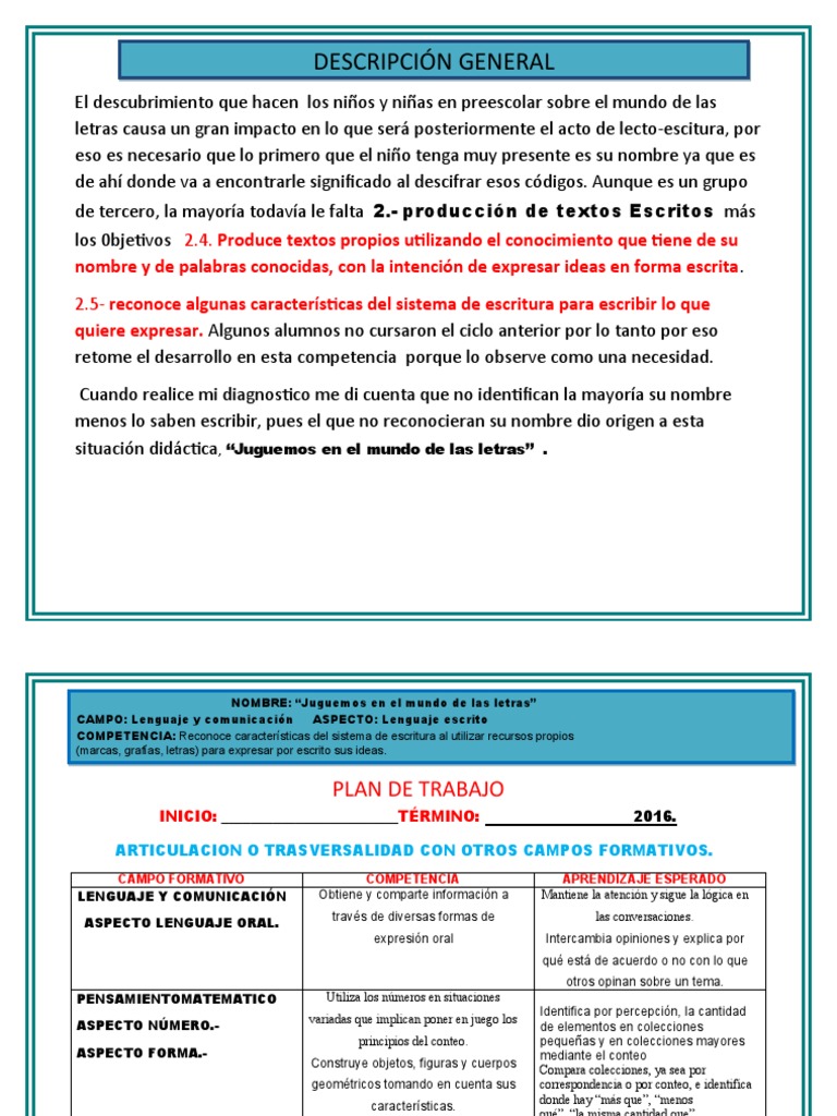 1 Planeacion de Lenguaje Escrito 2016 CORRECTO 2016 2017 | PDF ...