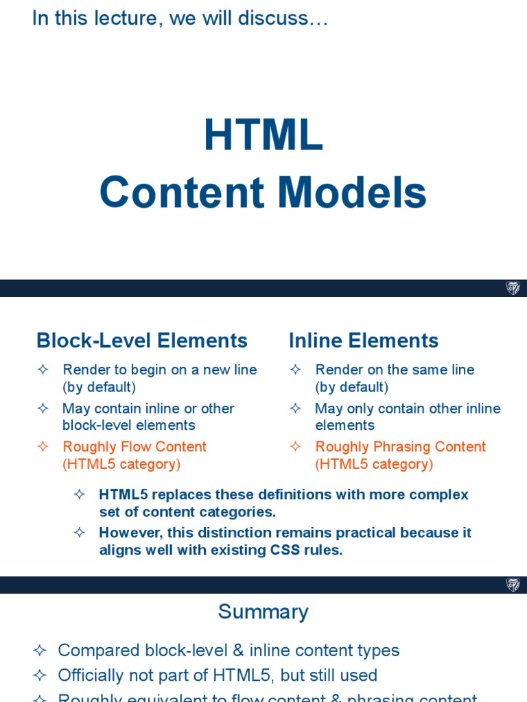 HTML Block vs Inline Elements | PDF