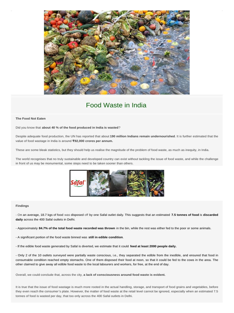 Food Waste in India | Download Free PDF | Foods | Retail