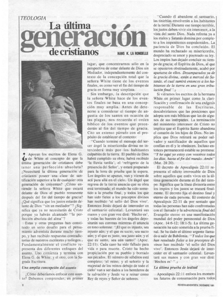 Hans K LaRondelle La Ultima Generacion de Cristianos PDF | PDF | Cristo ...
