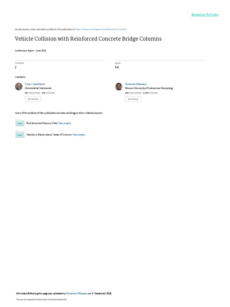 Vehicle Collision With Reinforced Concrete Bridge Columns: June 2015 ...