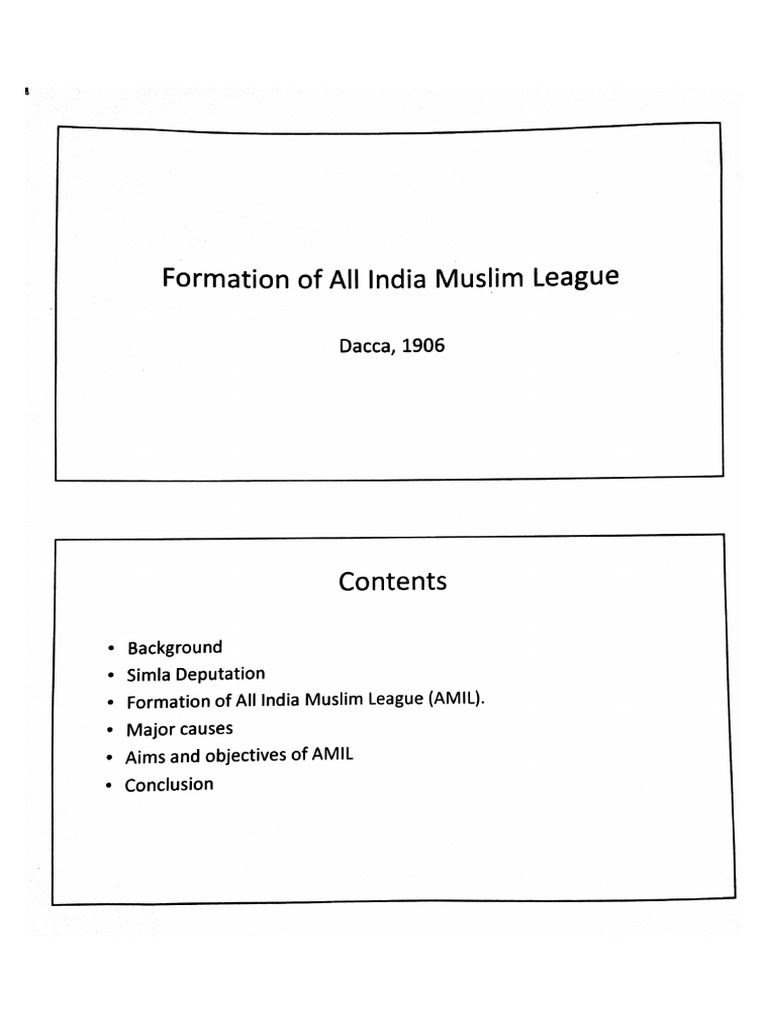 PCS (Formation of All India Muslim League) | PDF