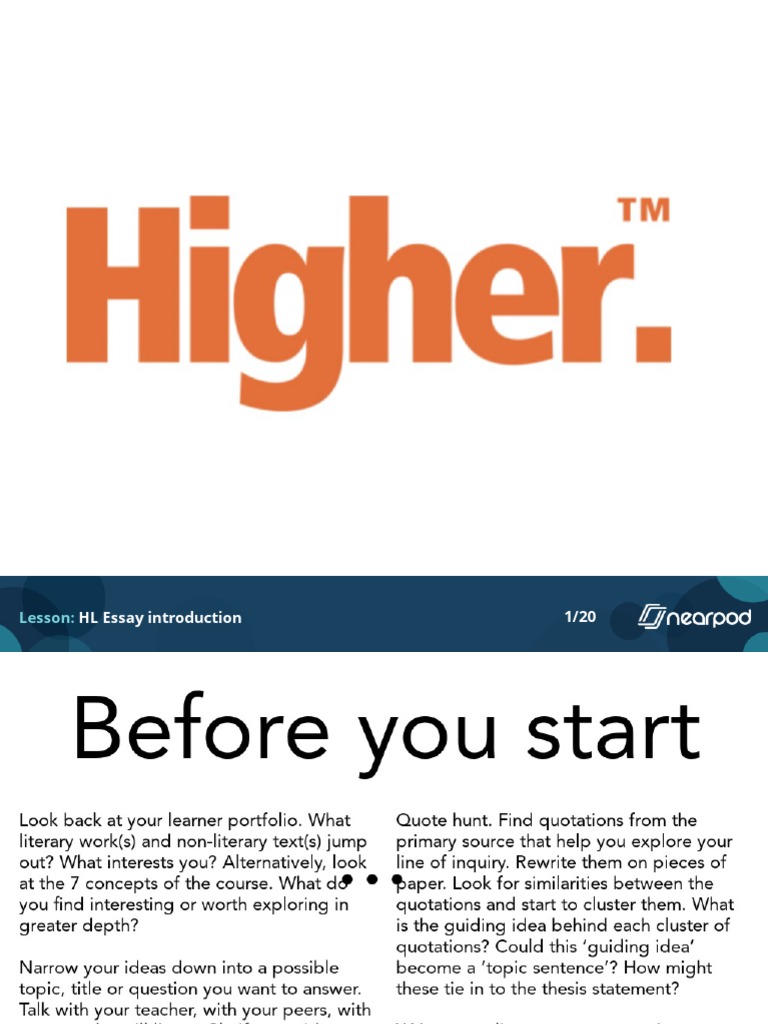 HL Essay Introduction | PDF