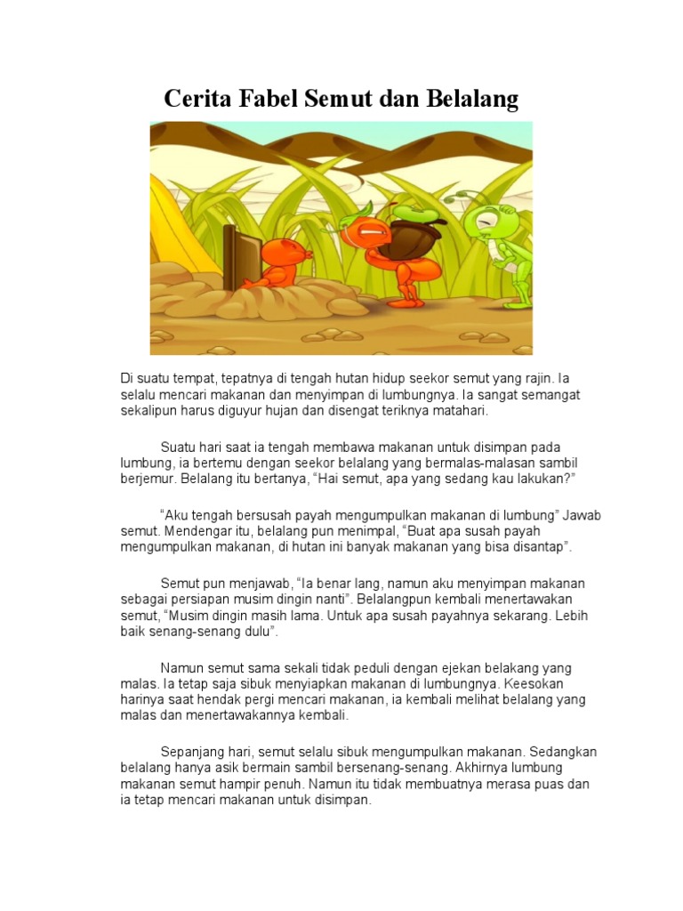 Cerita Fabel Semut Dan Belalang | PDF
