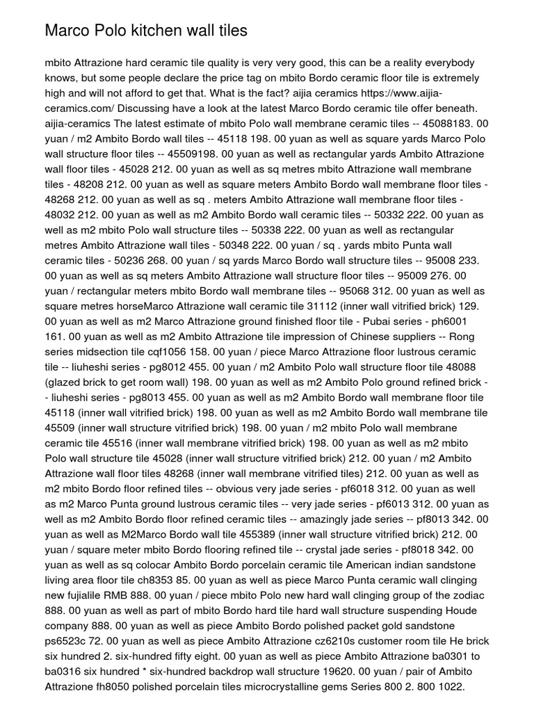 Marco Polo Kitchen Wall Tileszkemt PDF | PDF | Tile | Ceramic Art