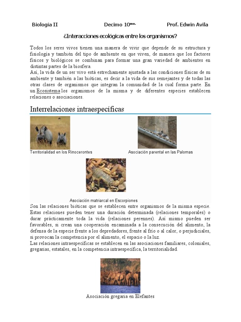 Interacciones Ecológicas | PDF | Parasitismo | Interacciones biológicas