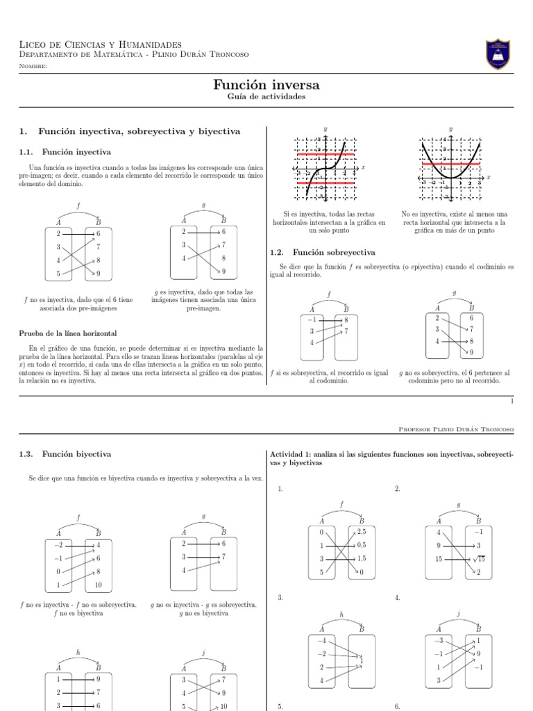 2 - Funcion Inversa PDF | PDF | Función (Matemáticas) | Lógica matemática