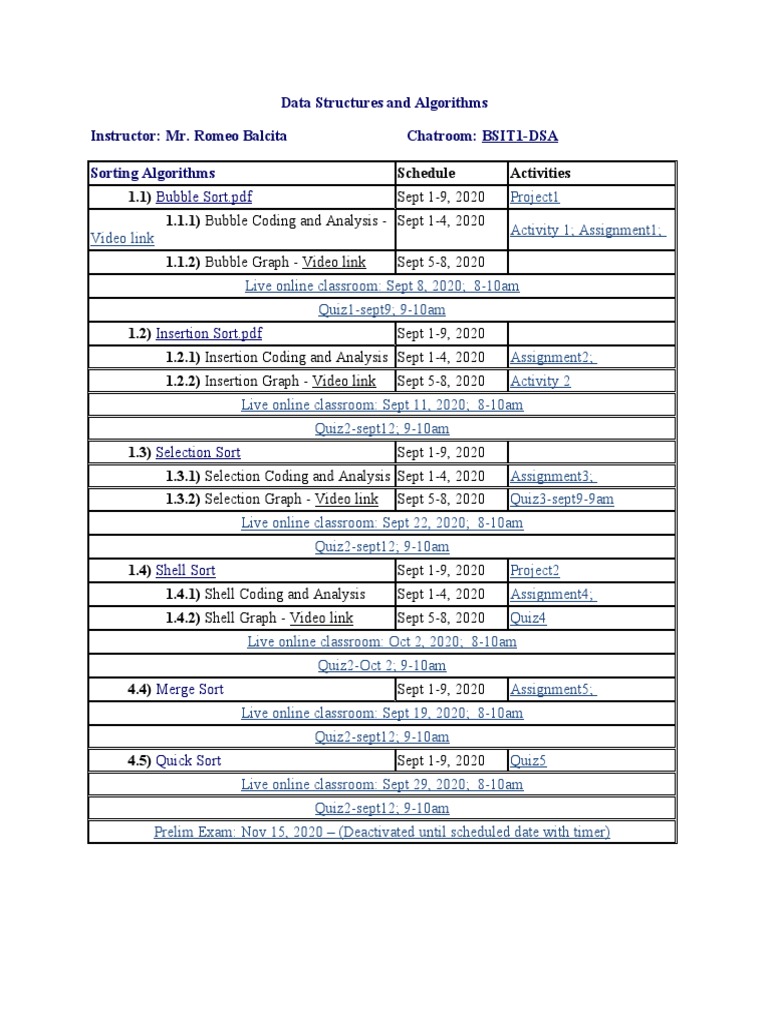 Bubble Sort Pdf Data Structures And Algorithms Instructor Mr Romeo Balcita Chatroom Bsit1