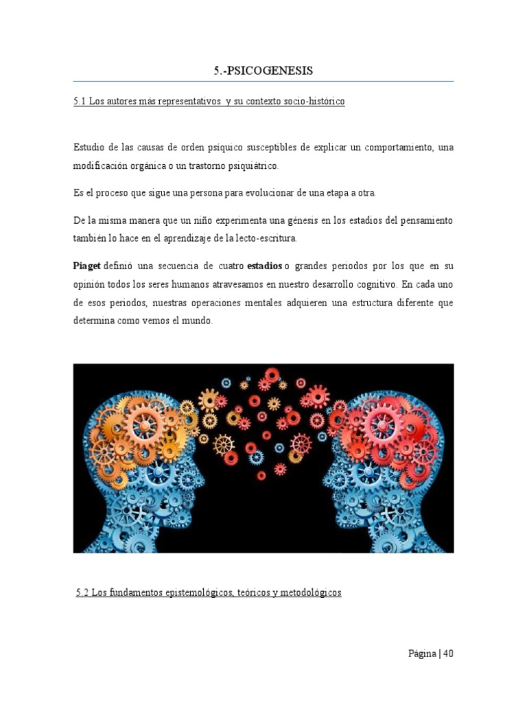 El desarrollo cognitivo humano según la teoría de la psicogénesis de ...
