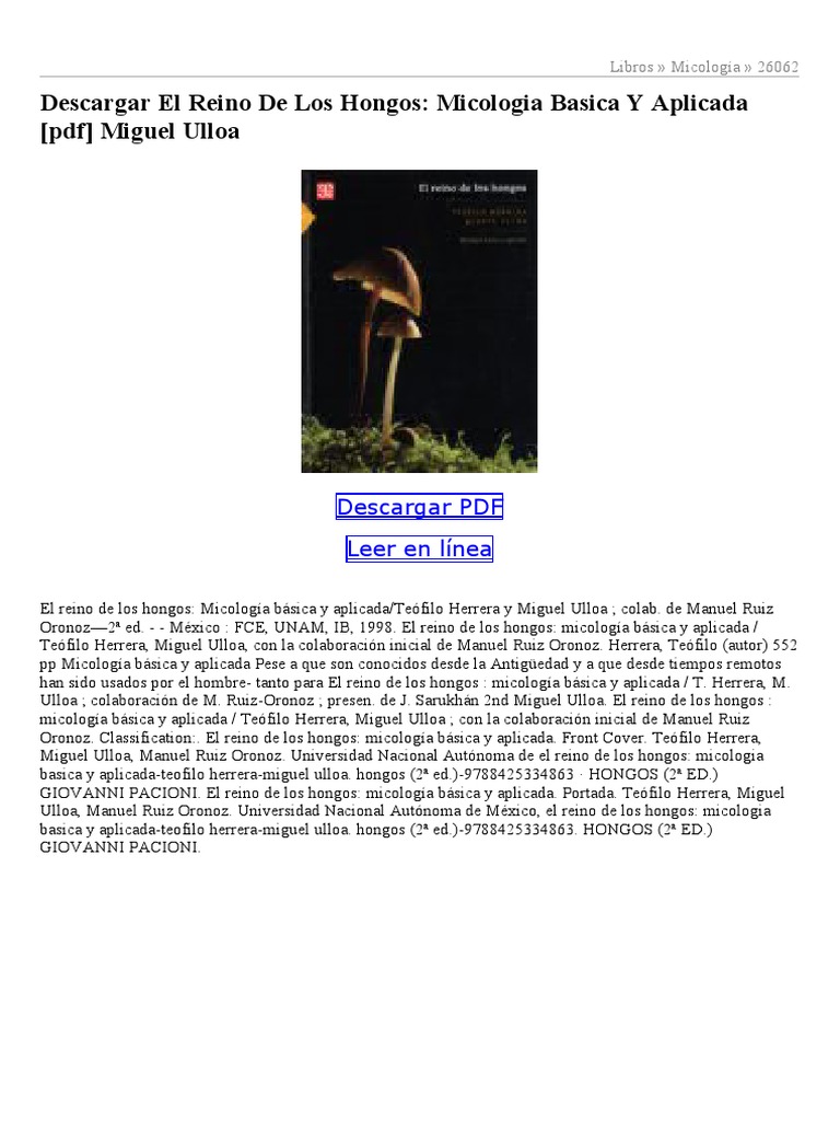 El Reino de Los Hongos Micologia Basica Y Aplicada 1 PDF | PDF