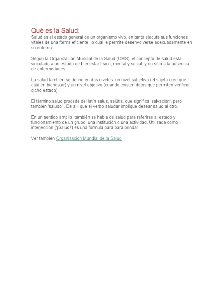 Qué Es La Salud | PDF