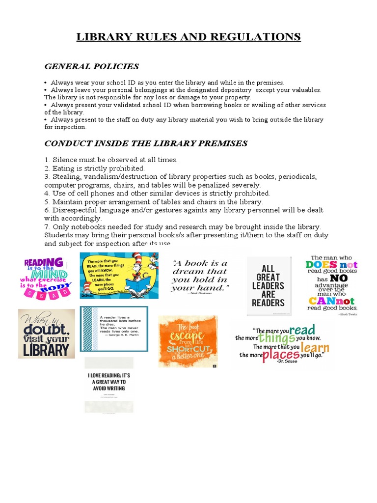 Library Rules and Regulations Guide | PDF | Career & Growth