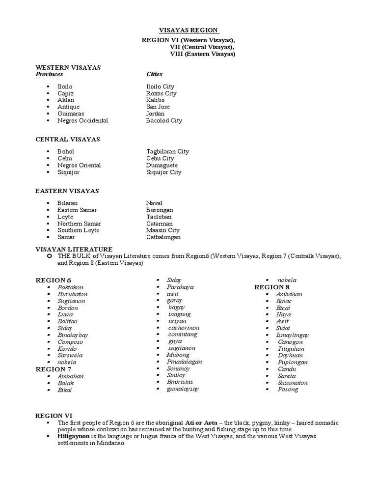 Provinces Cities: Region 6 Region 8 | PDF