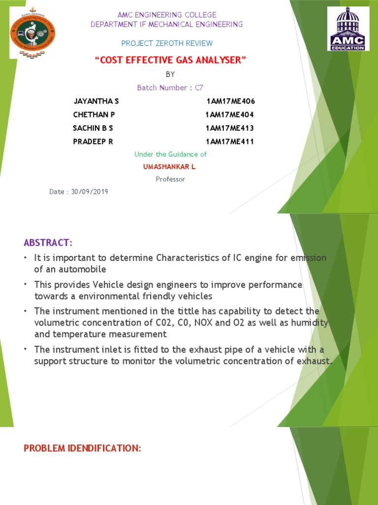 "Cost Effective Gas Analyser": Amc Engineering College Department If ...