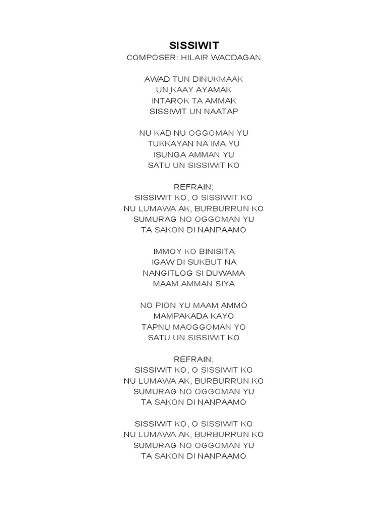 SISSIWIT | PDF | Musical Forms | Songs