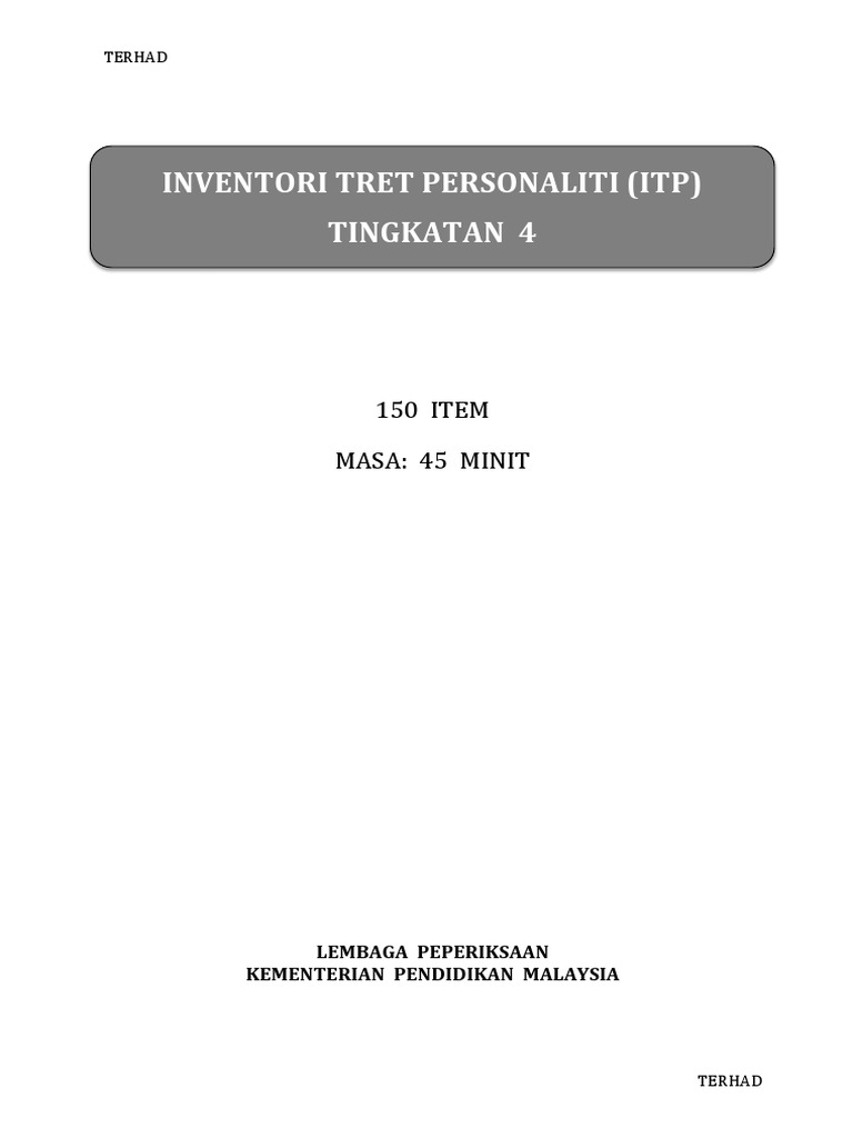 Inventori: Inventori Tret Personaliti (Itp) Tingkatan 4 | PDF