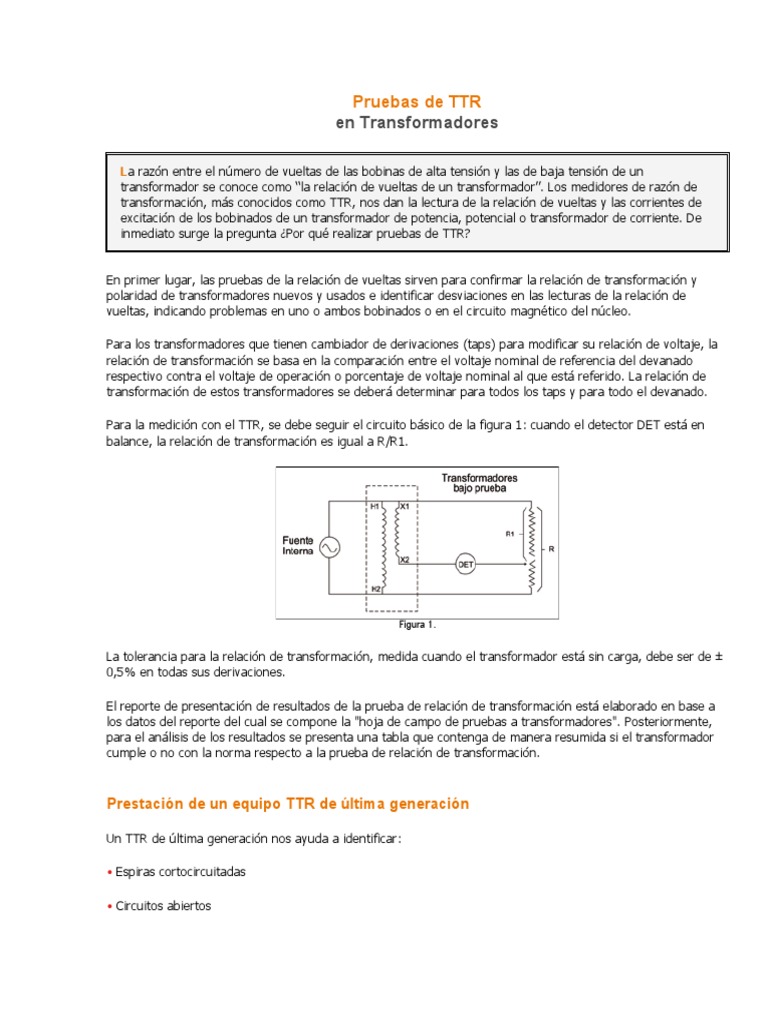 Pruebas de TTR | PDF | Transformador | Electricidad