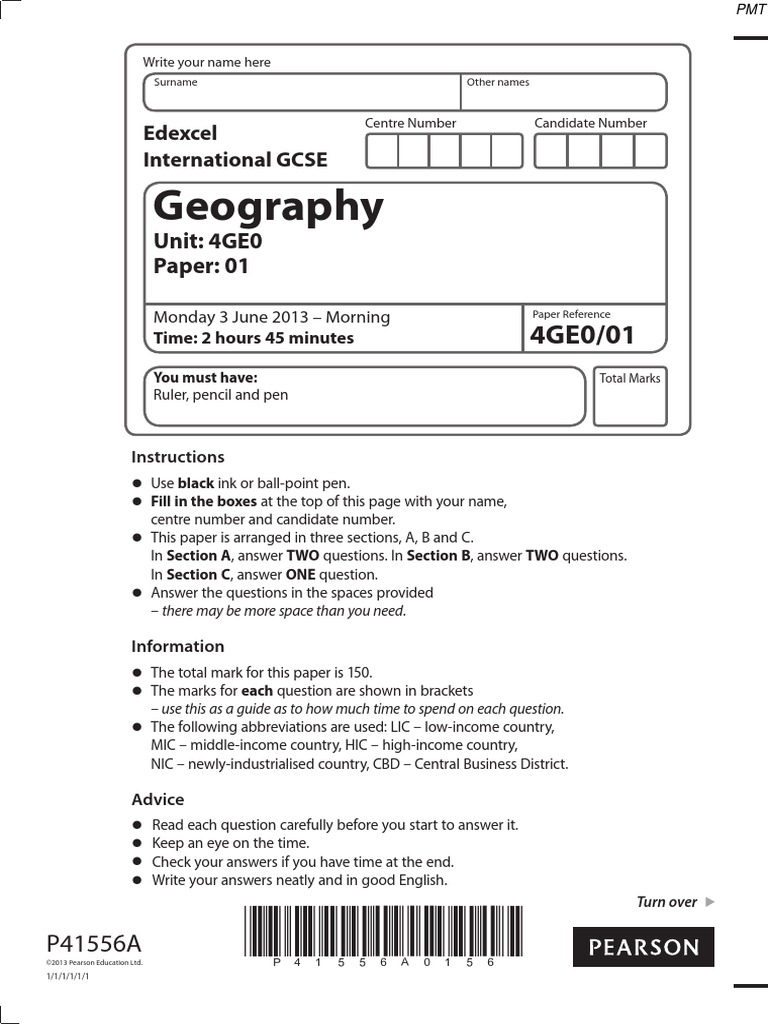 June 2013 QP - Paper 1 Edexcel Geography IGCSE PDF | Download Free PDF ...