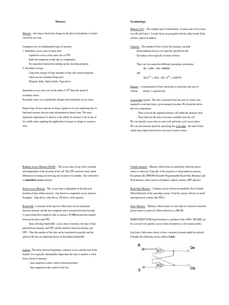 Memory Specification | PDF | Computer Data Storage | Computer Memory