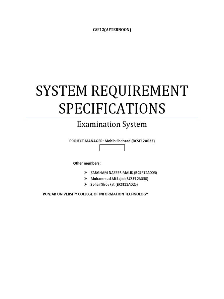 SRS of Examination System | PDF | Login | Test (Assessment)